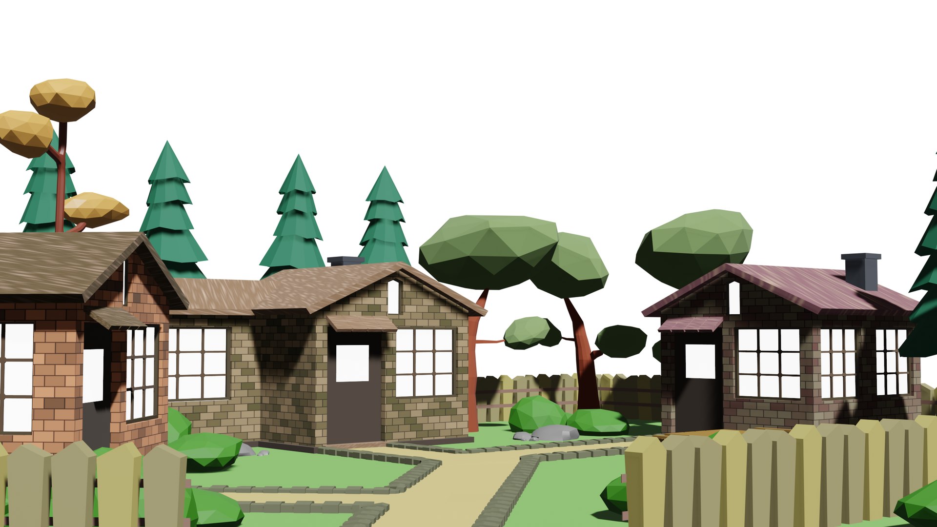 Low Poly Village 3D Model - TurboSquid 2146136