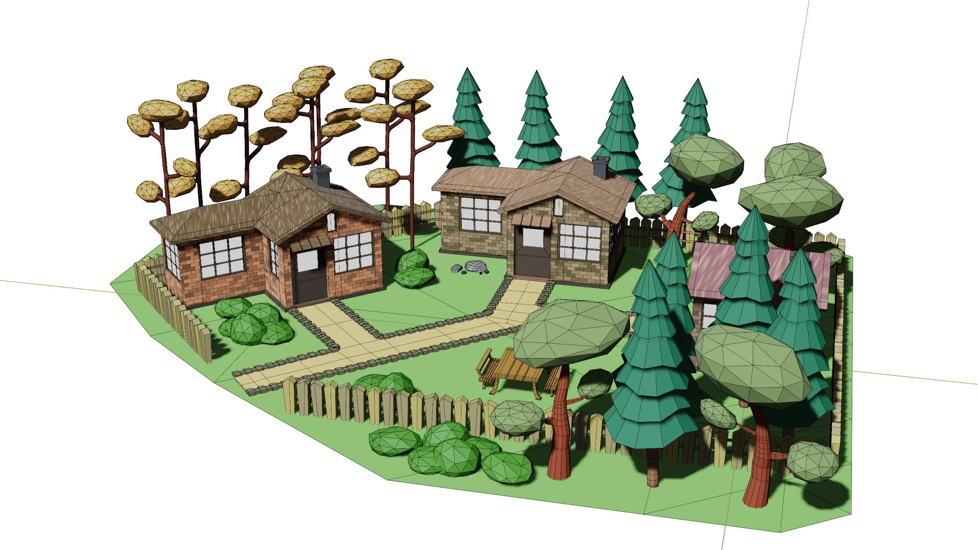 Low Poly Village 3D Model - TurboSquid 2146136