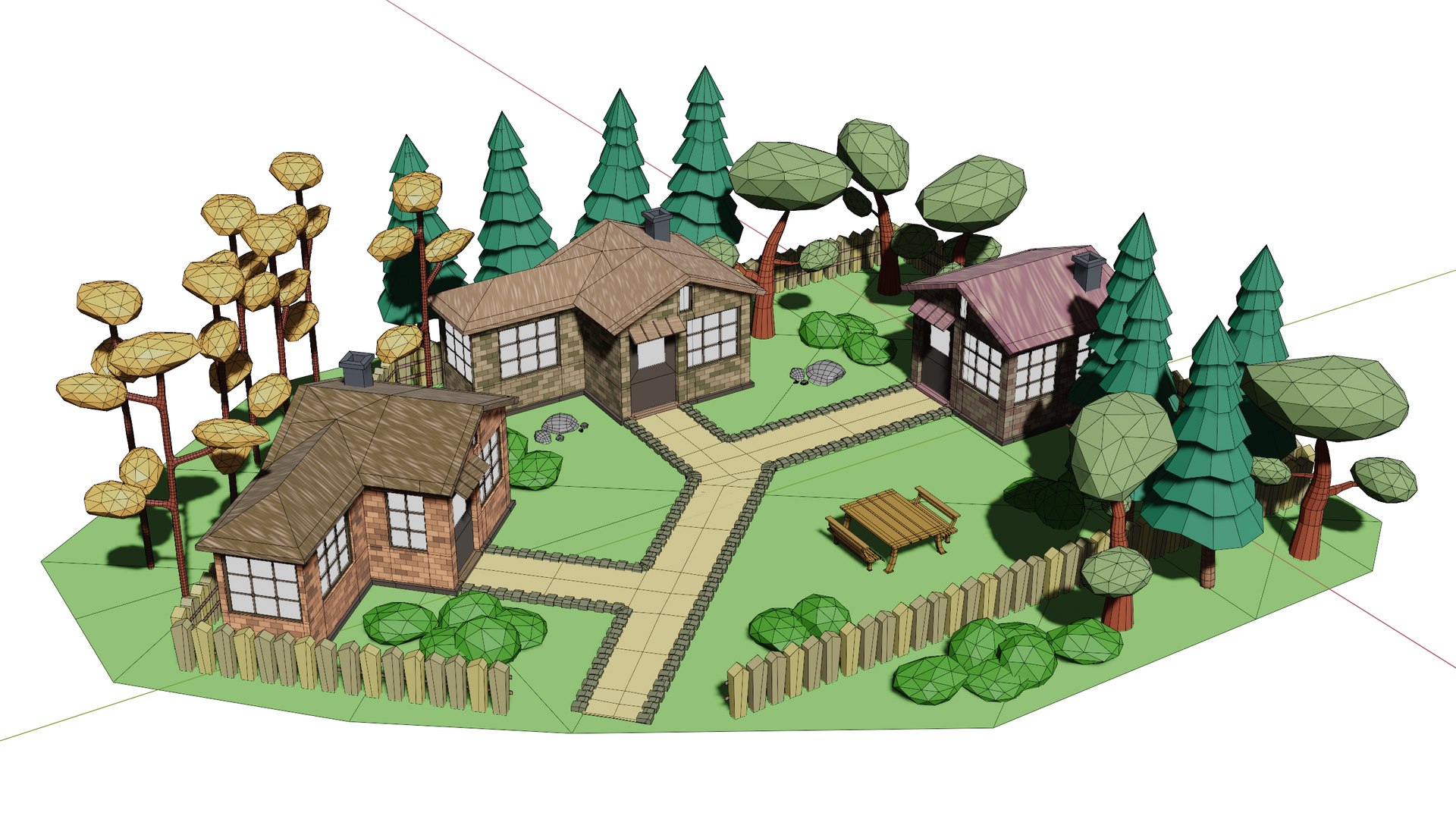 Low Poly Village 3D Model - TurboSquid 2146136