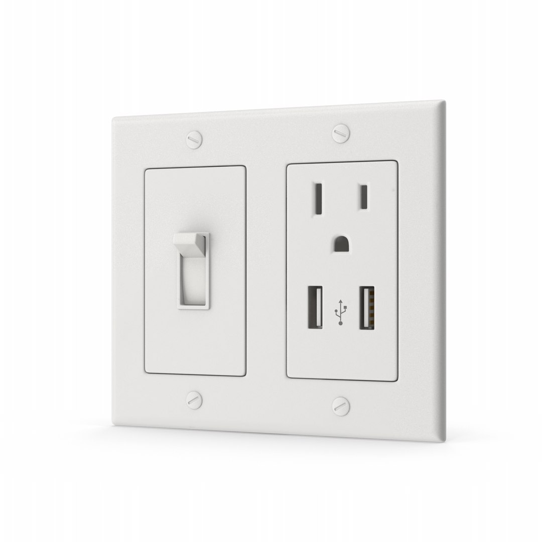 3D model Light Switch USB And Socket Outlet 2 - TurboSquid 2162601