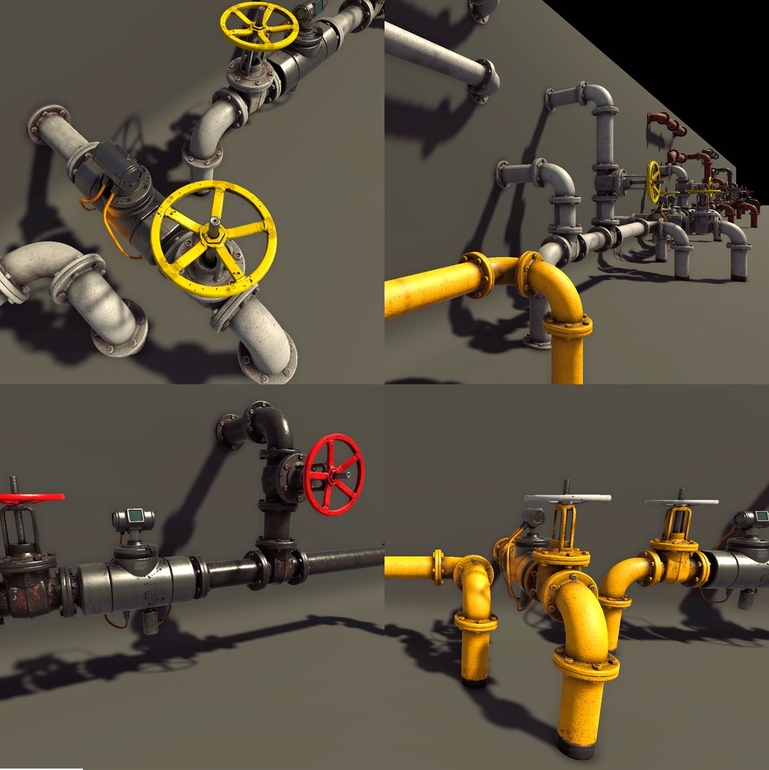 3D pbr modular pipes set model - TurboSquid 1258839