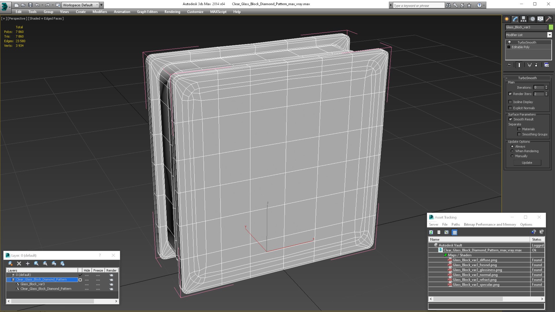 3D Clear Glass Block Diamond Pattern model - TurboSquid 1830851