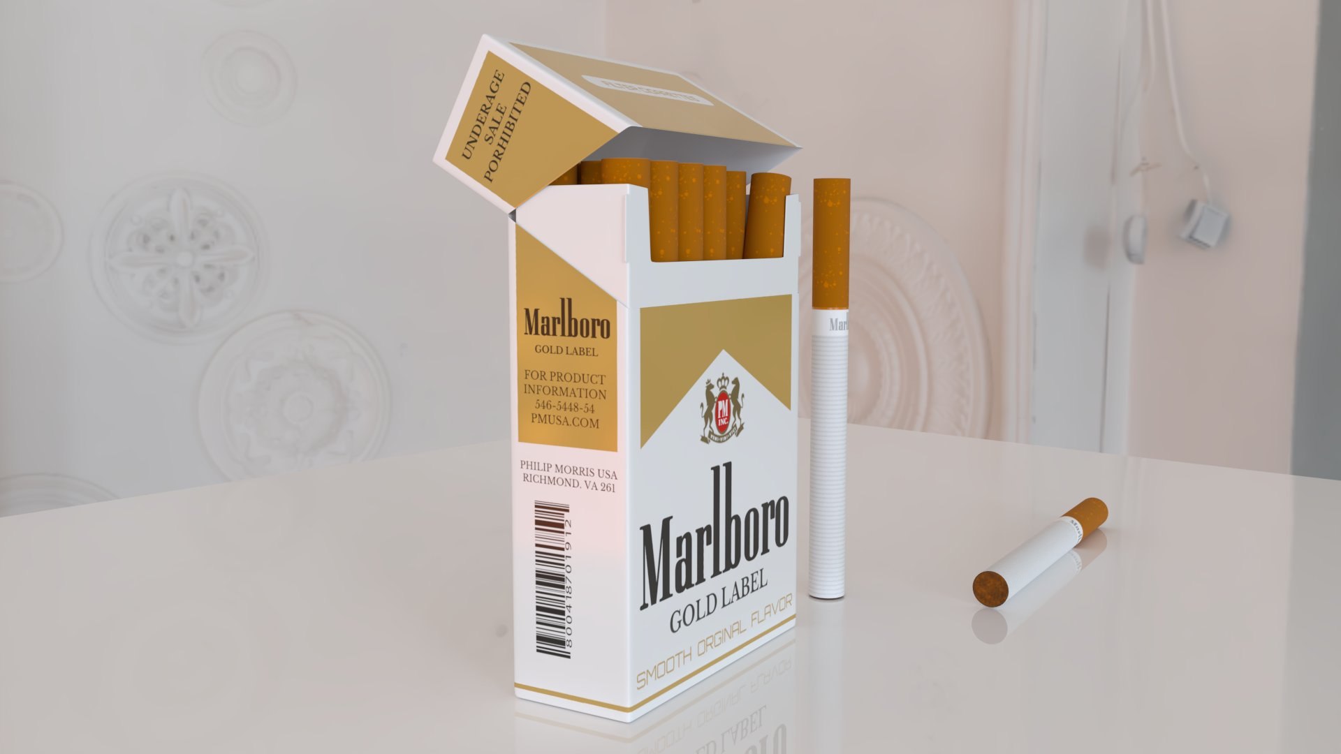 Marlboro Gold Label Cigarettes Model - TurboSquid 2253259