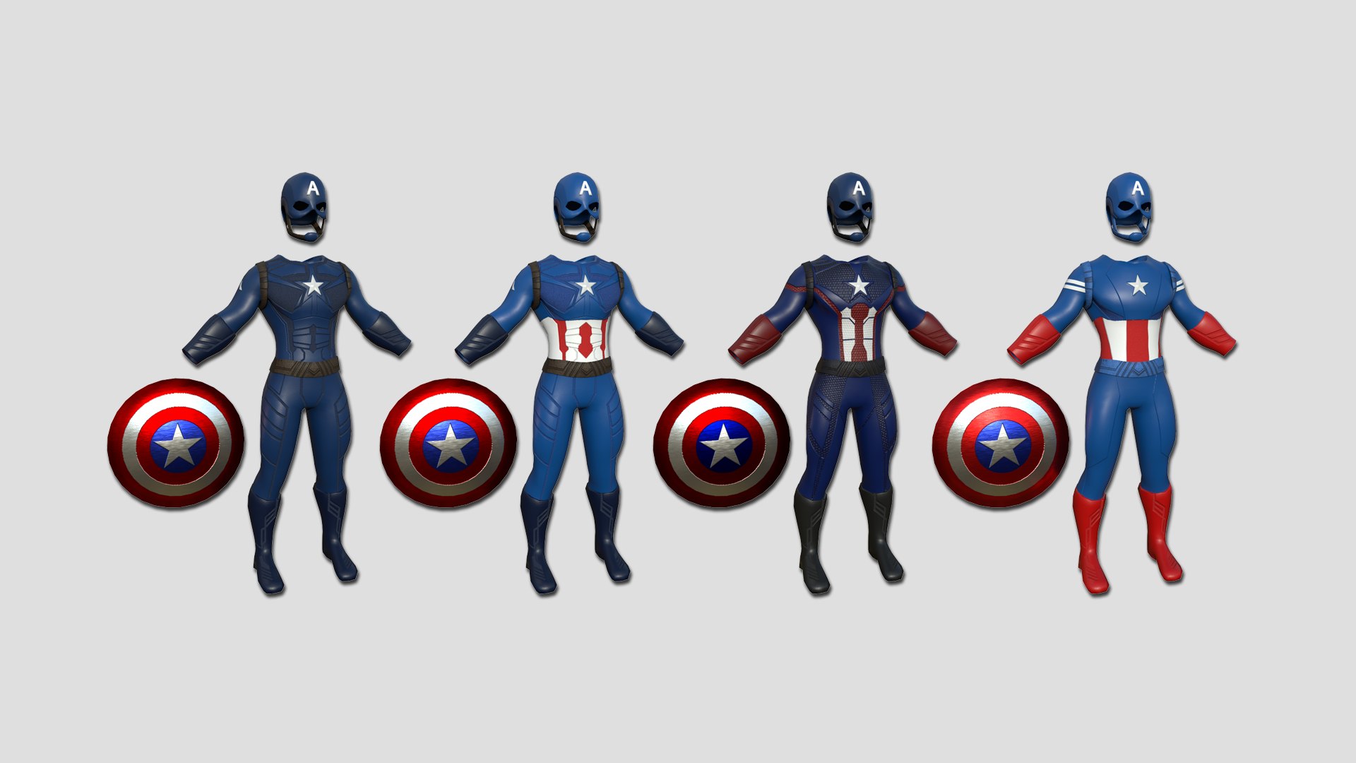 3D 04 Captain America Outfits - Character Design Fashion - TurboSquid ...