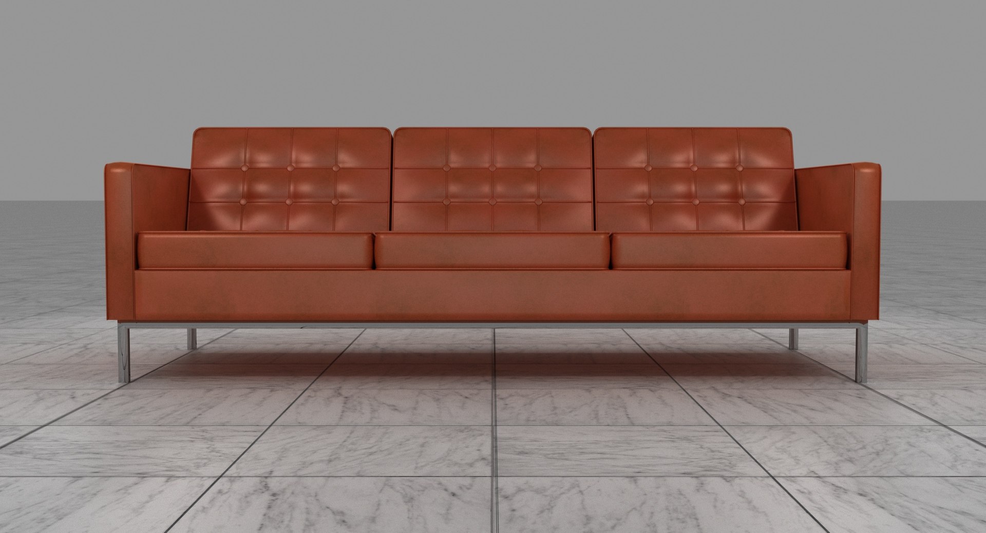 Knoll Florence Orange Leather Three Seat Sofa 3D Model - TurboSquid 1995107