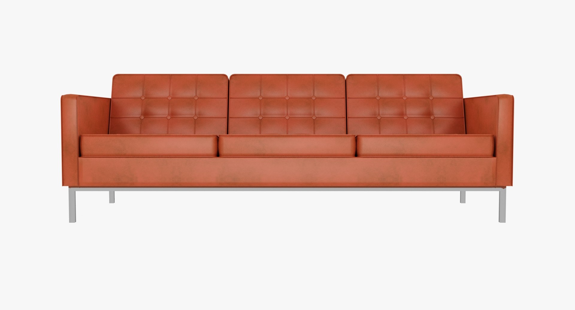 Knoll Florence Orange Leather Three Seat Sofa 3D Model - TurboSquid 1995107