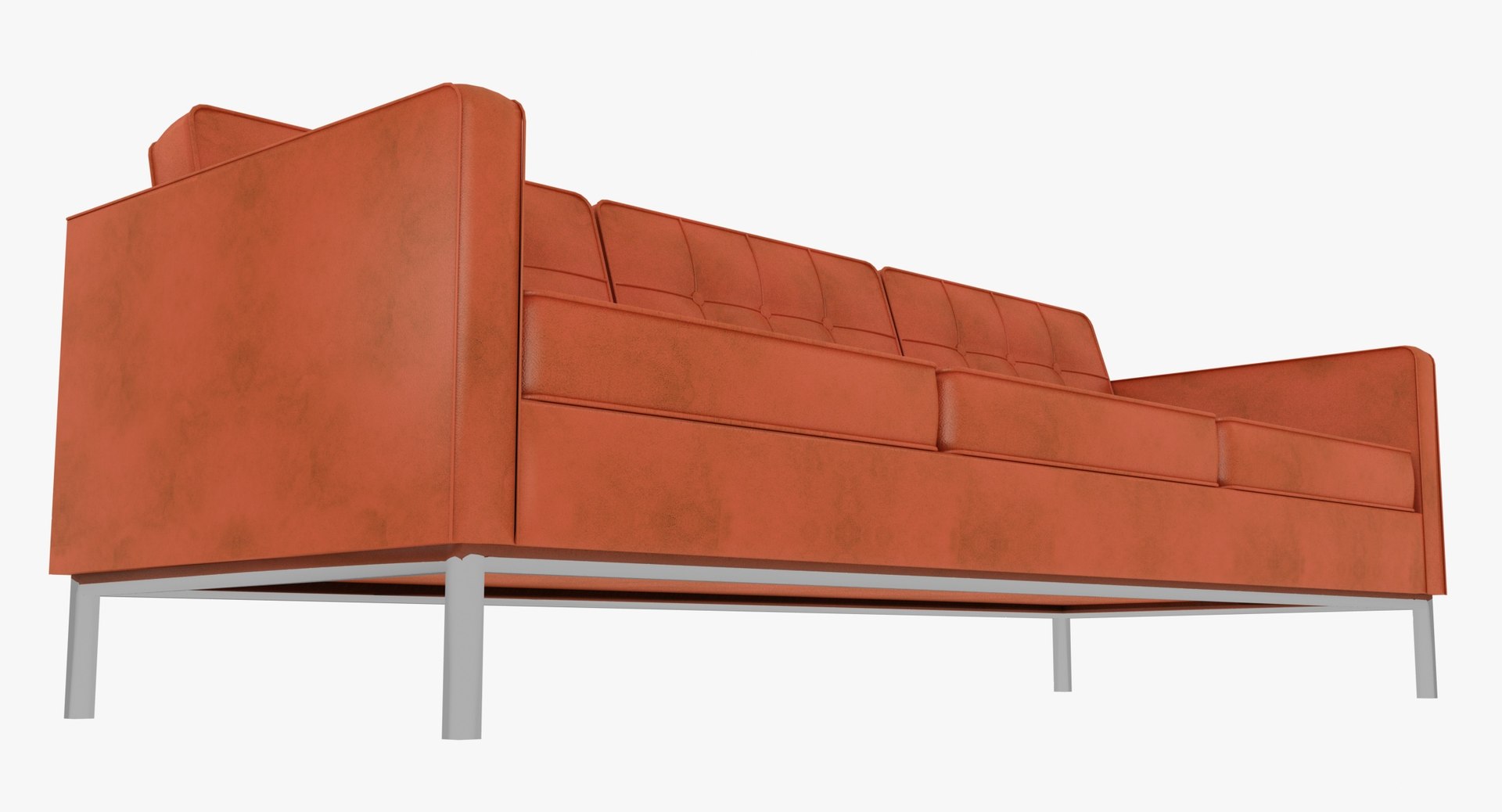 Knoll Florence Orange Leather Three Seat Sofa 3D Model - TurboSquid 1995107