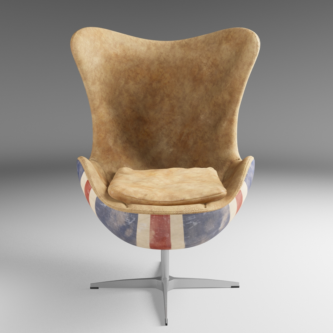 Photoreal Union Jack Chair Seat 3d Model