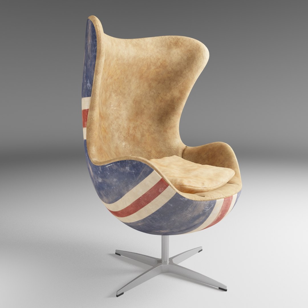 Photoreal Union Jack Chair Seat 3d Model