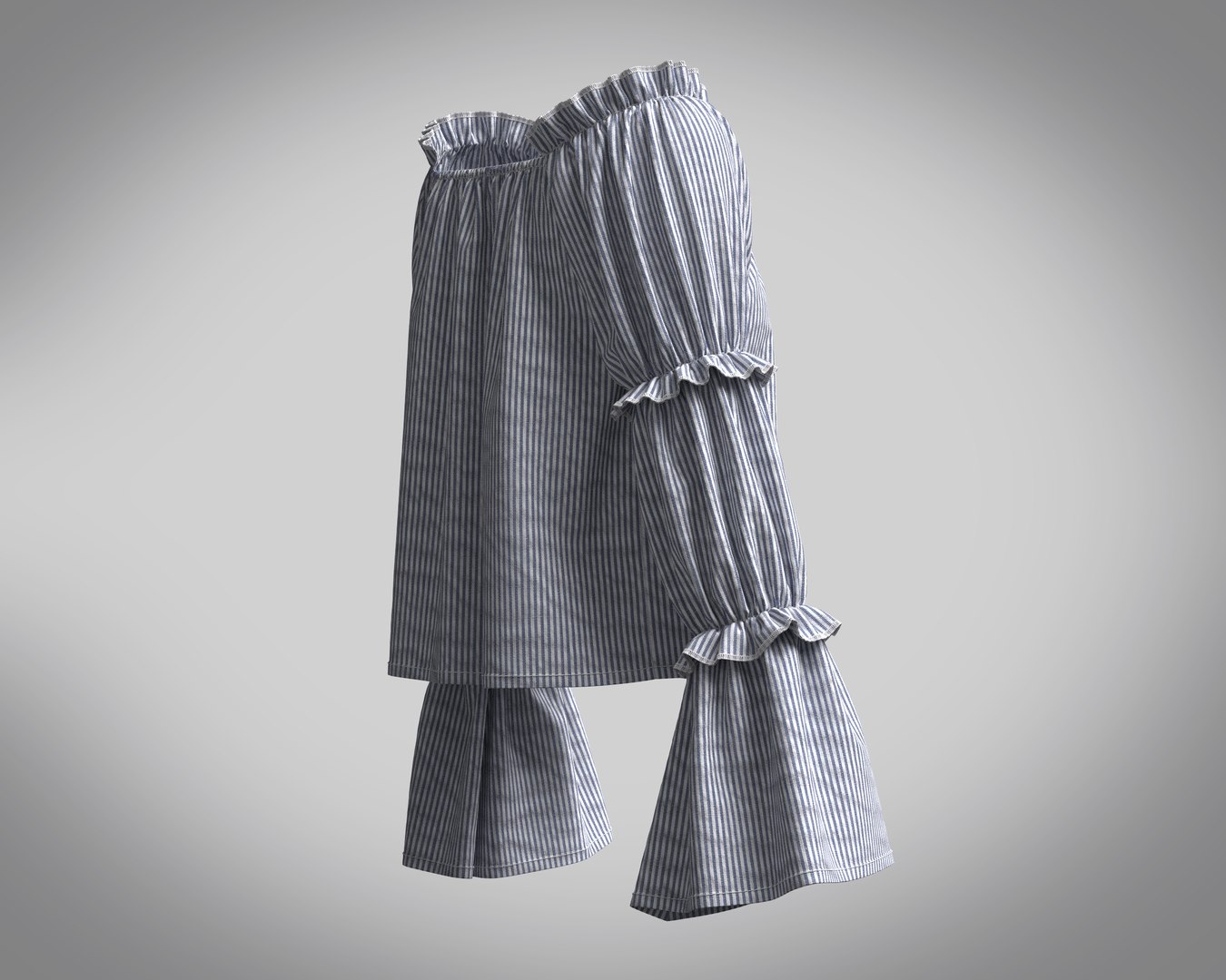 3D Ladies Stripe Tops Model - TurboSquid 1941380