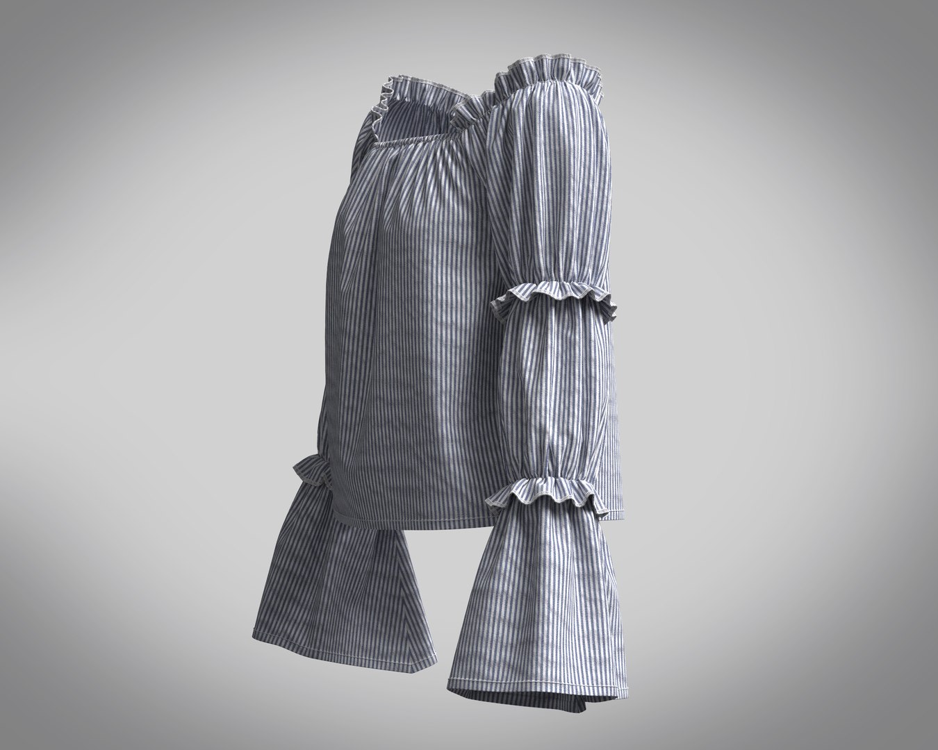 3D Ladies Stripe Tops Model - TurboSquid 1941380