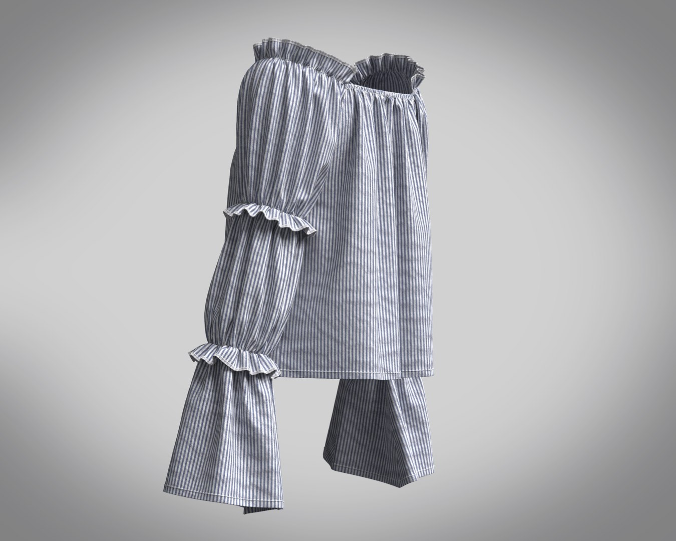 3D Ladies Stripe Tops Model - TurboSquid 1941380