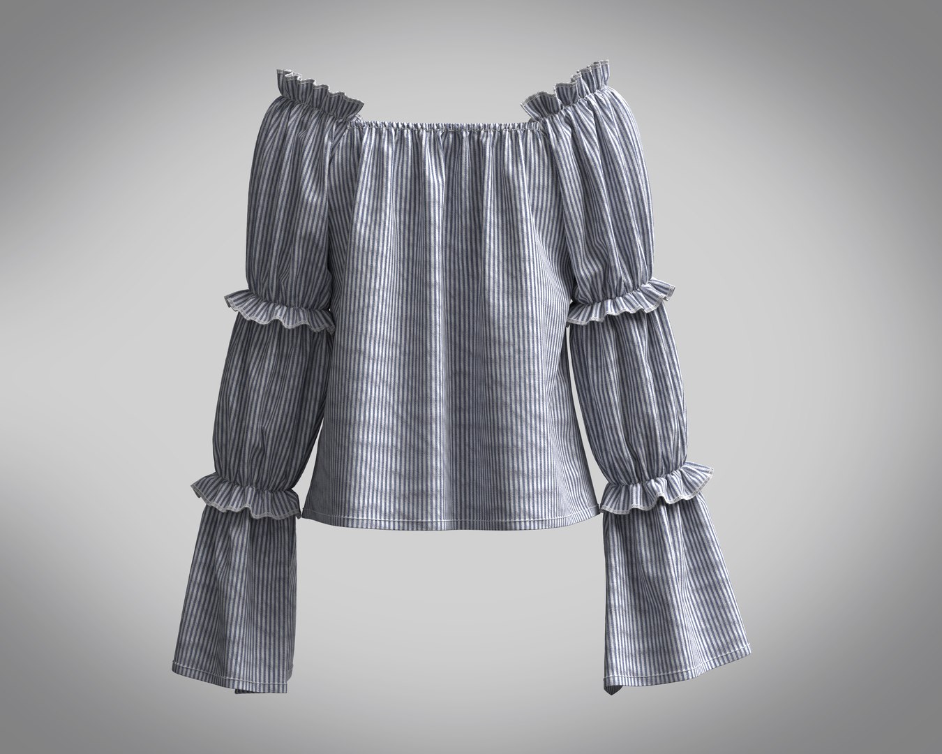 3D Ladies Stripe Tops Model - TurboSquid 1941380