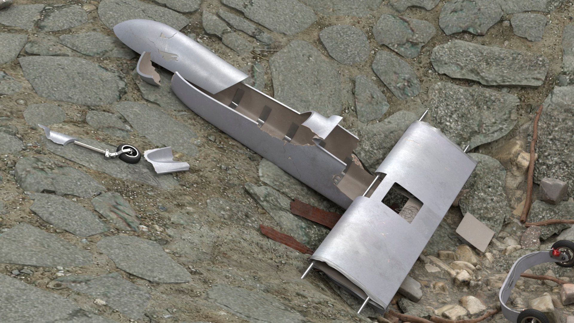 Crashed Drone In Cracked Ground - TurboSquid 2236657