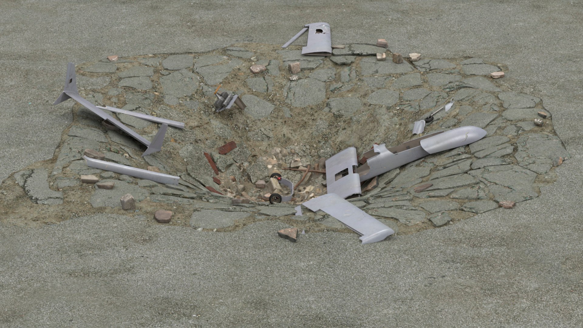 Crashed Drone In Cracked Ground - TurboSquid 2236657