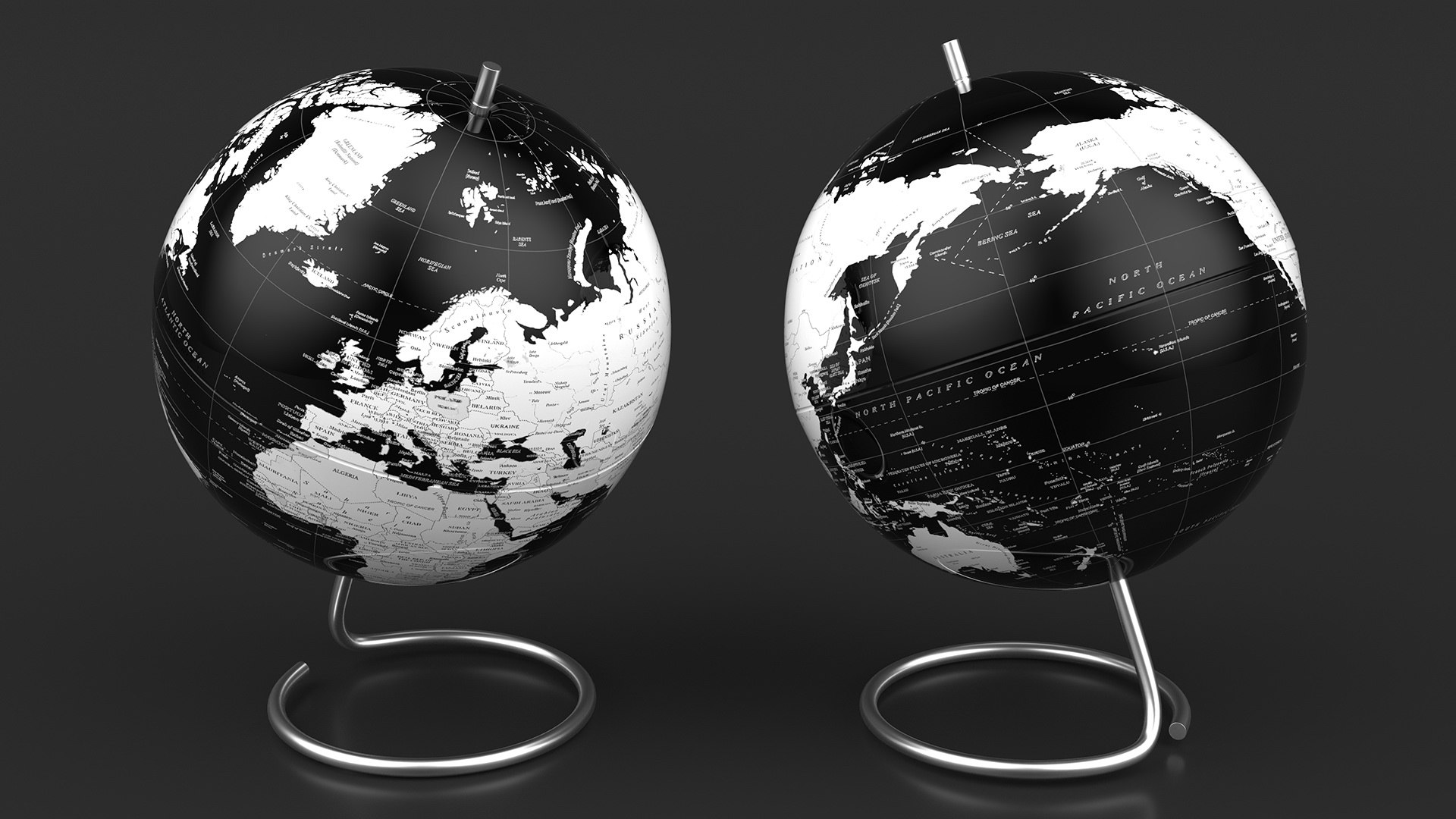Metallic World Globe Black 3D - TurboSquid 2112357