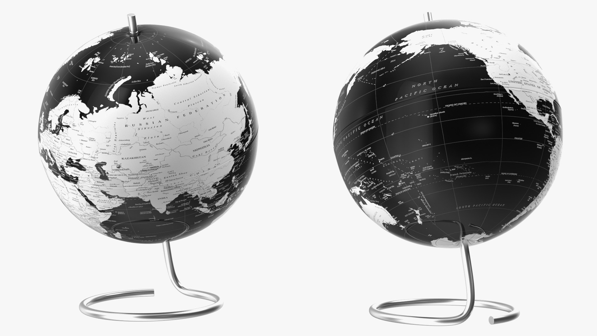 Metallic World Globe Black 3D - TurboSquid 2112357