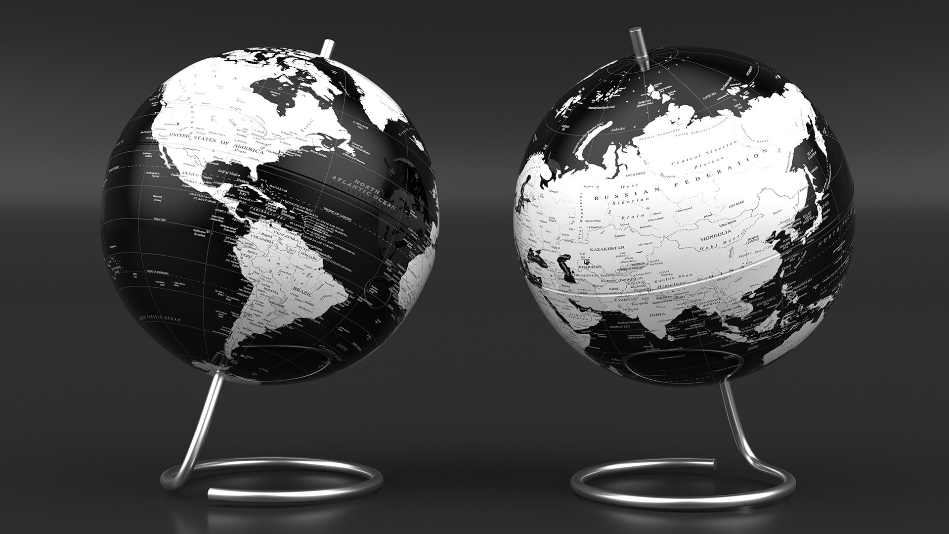 Metallic World Globe Black 3D - TurboSquid 2112357