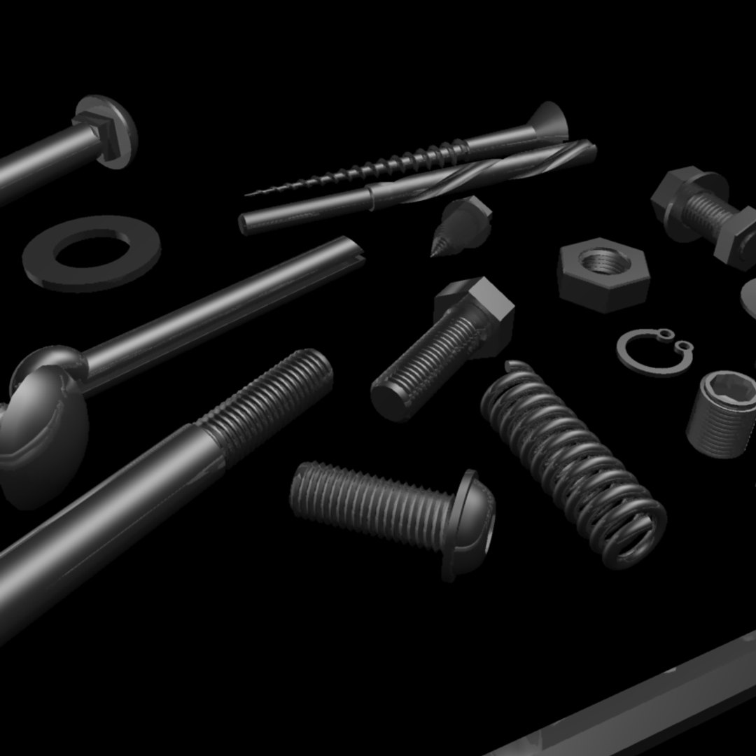 3d Model Nuts Bolts Screws