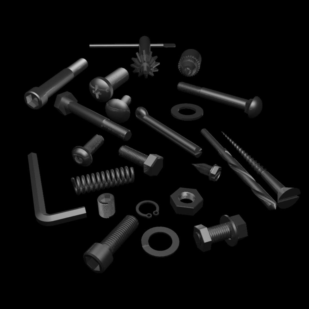 3d Model Nuts Bolts Screws