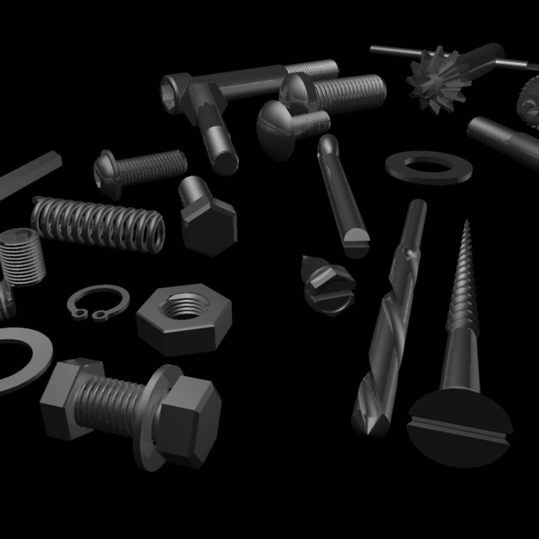 3d Model Nuts Bolts Screws