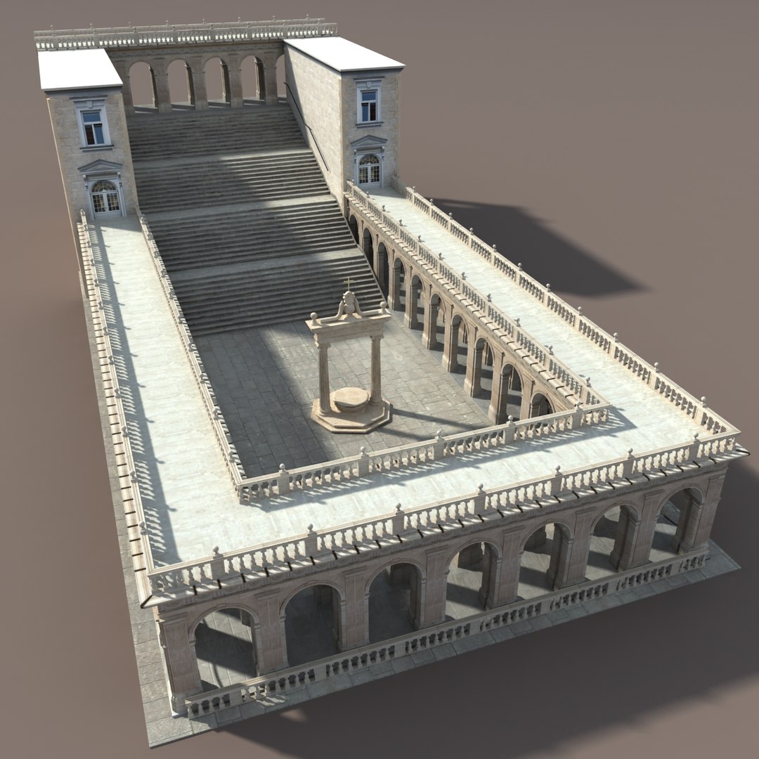 3d model castle patio montecassino