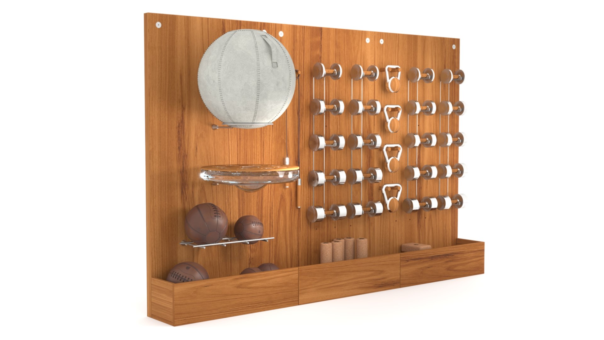 Free Paragon Studio Luxury Gym Equipment Wall Storage Unit - 3 Panel 3D ...