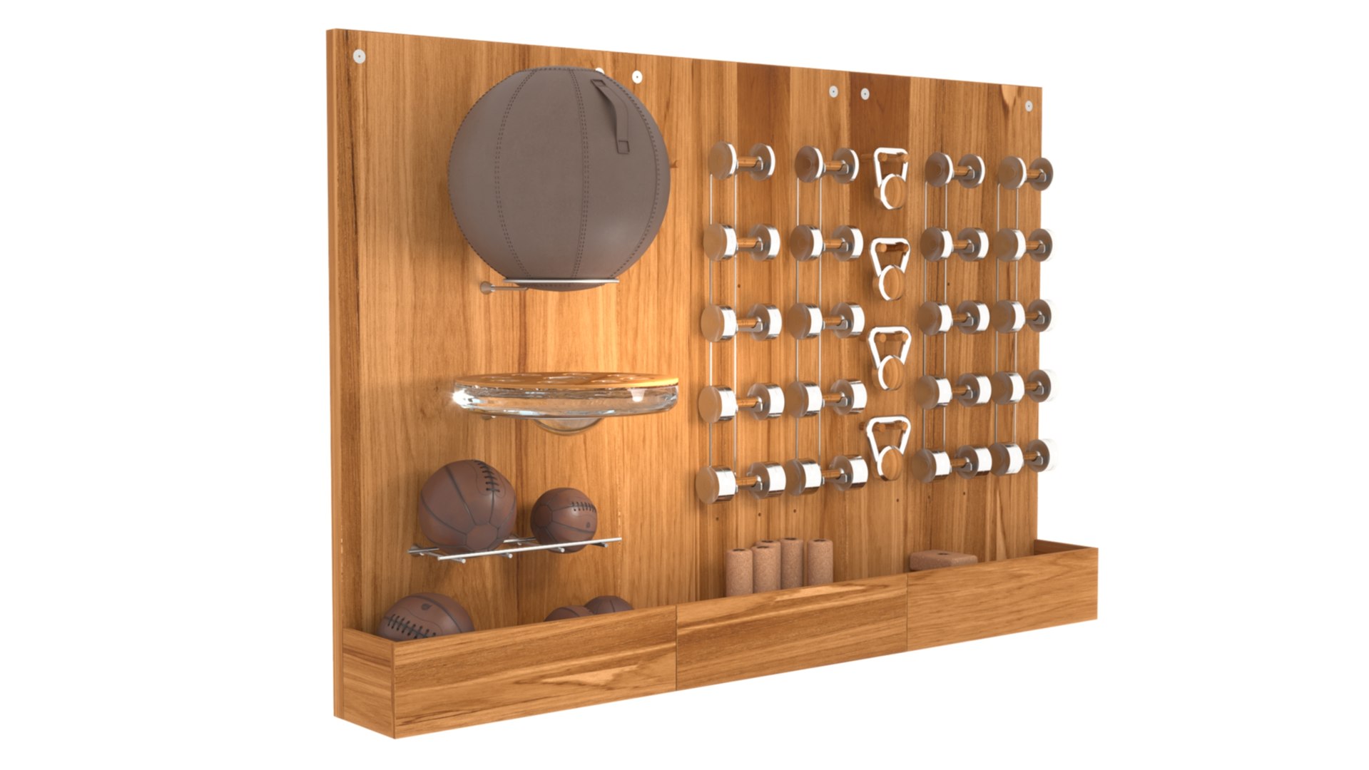 Free Paragon Studio Luxury Gym Equipment Wall Storage Unit - 3 Panel 3D ...