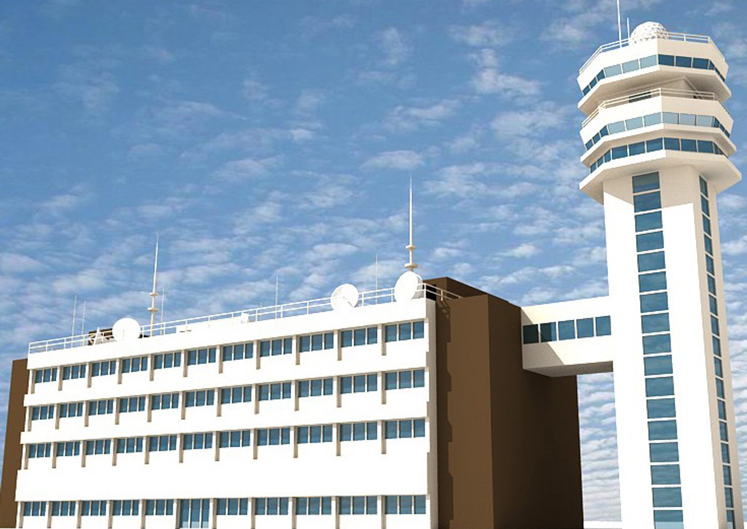 3d Airport Control Tower Model
