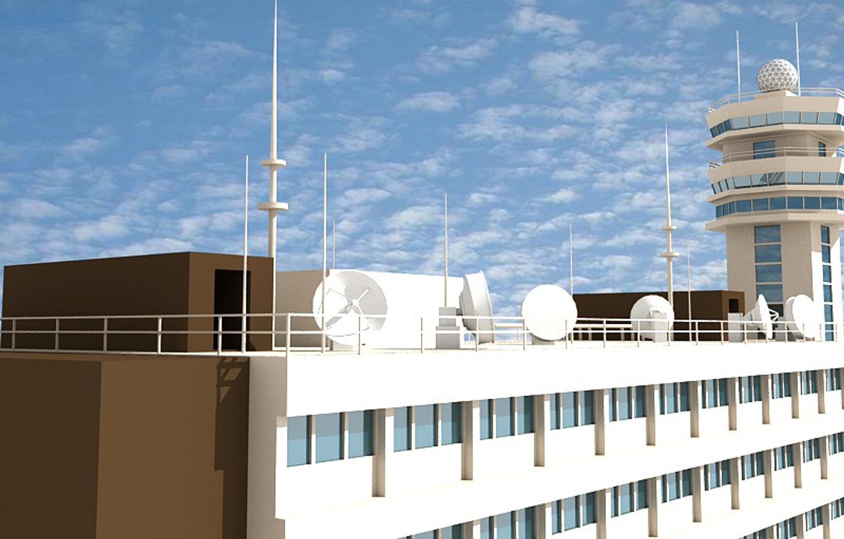 3d Airport Control Tower Model