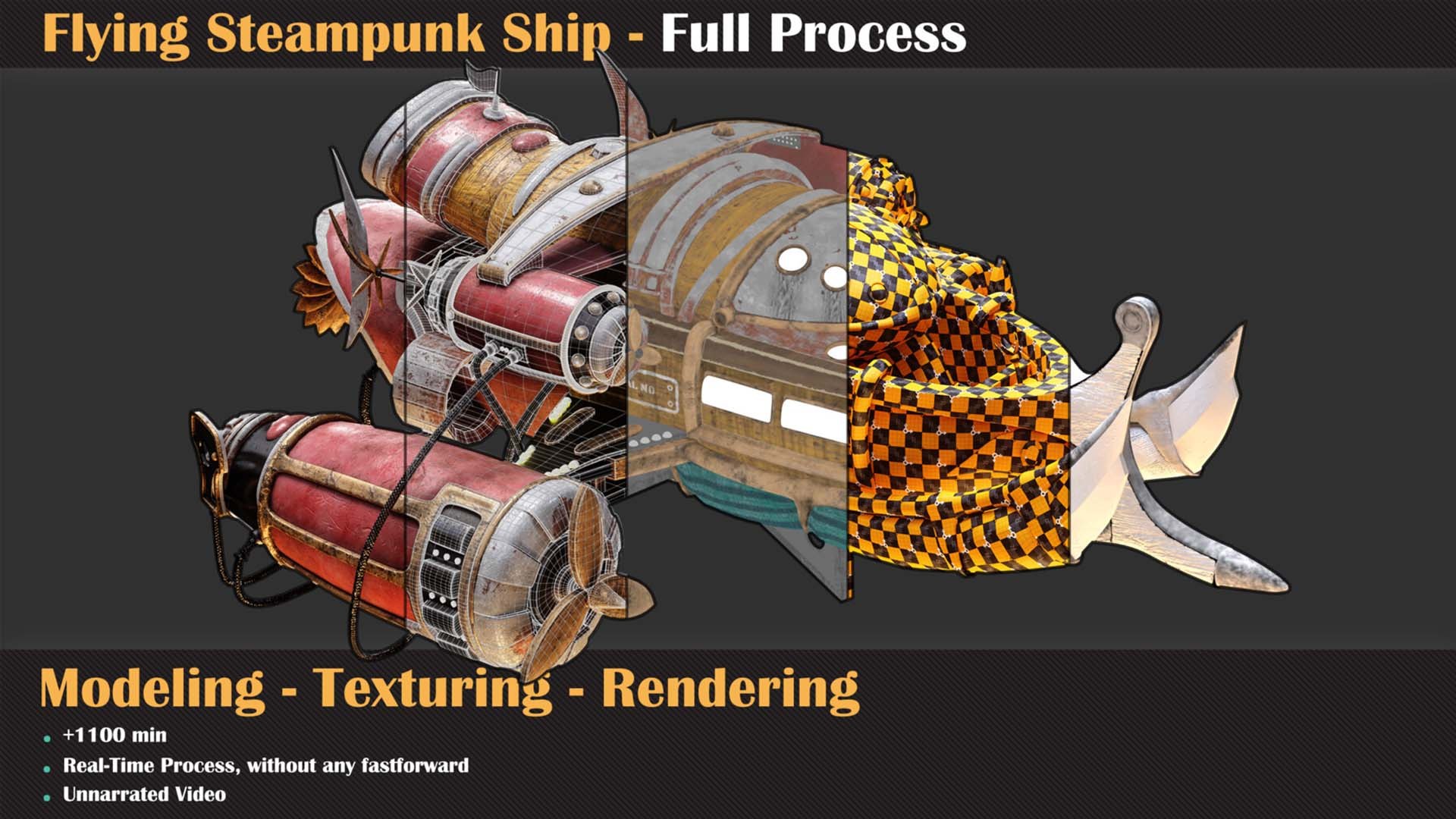 3D Flying Steampunk Ship - Full Tutorial Model - TurboSquid 2278452