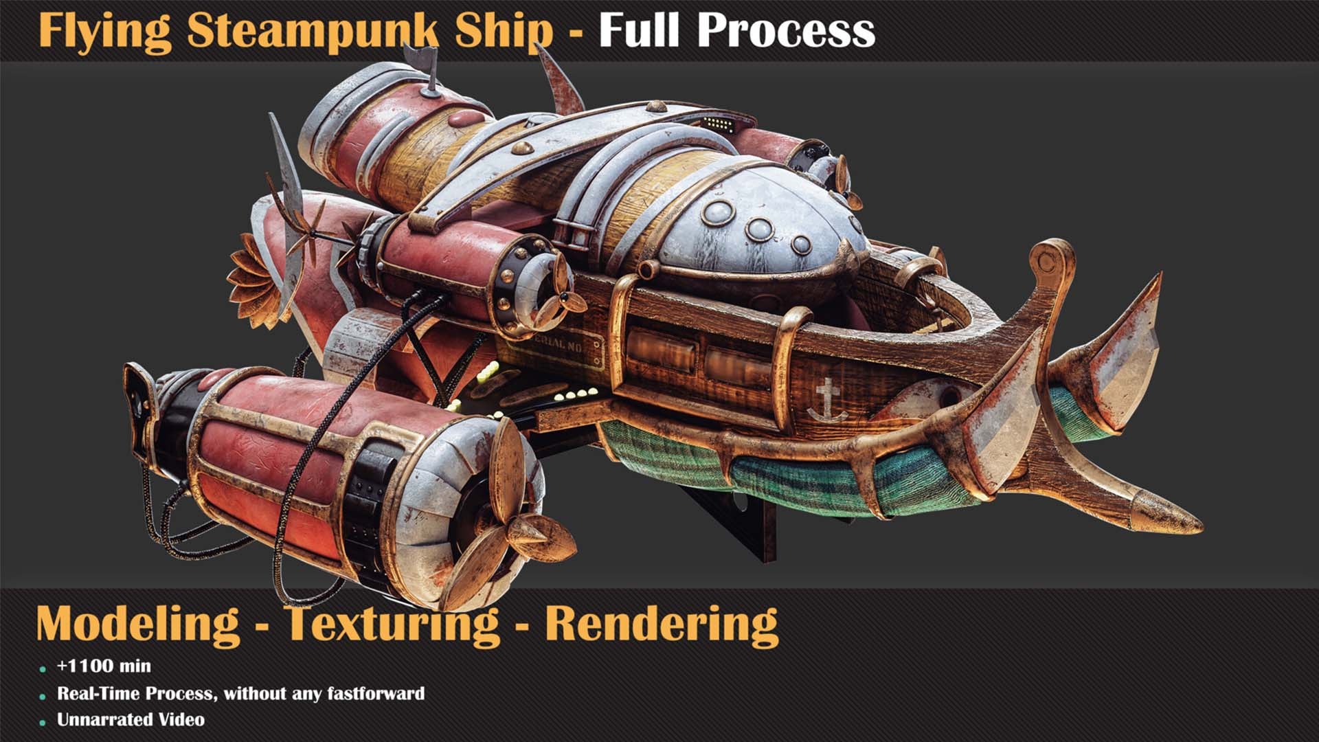 3D Flying Steampunk Ship - Full Tutorial Model - TurboSquid 2278452