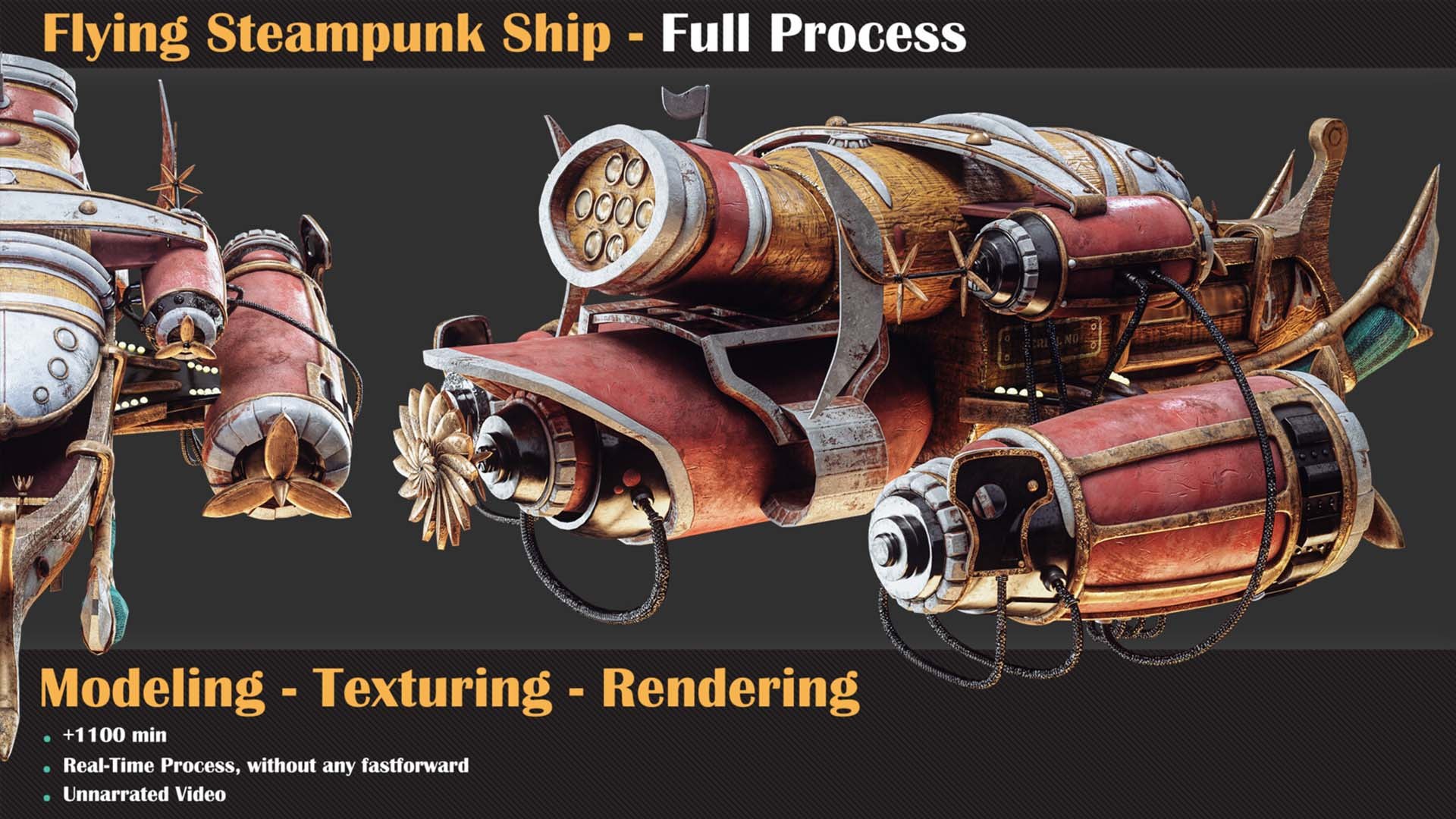 3D Flying Steampunk Ship - Full Tutorial Model - TurboSquid 2278452