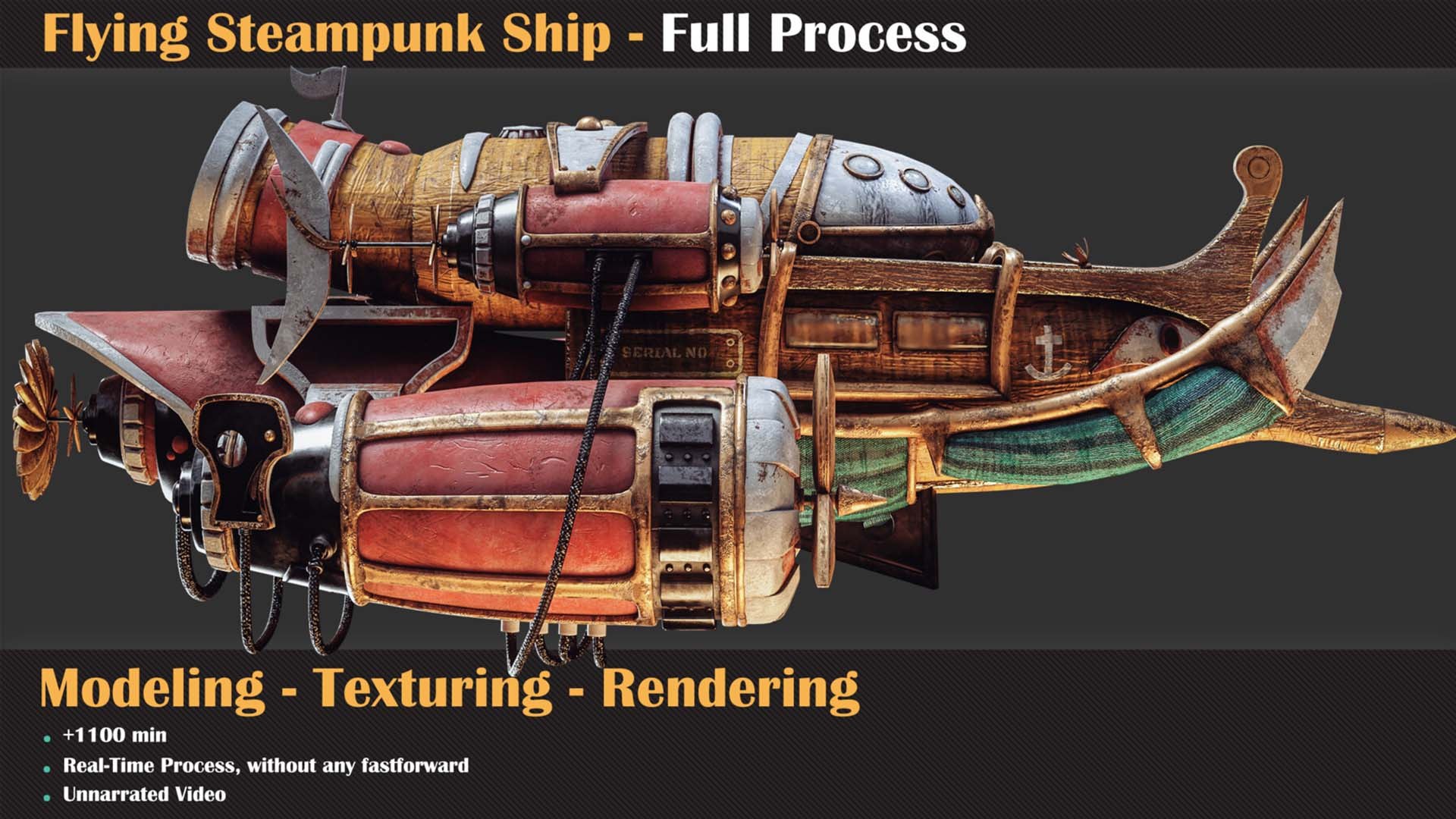 3D Flying Steampunk Ship - Full Tutorial Model - TurboSquid 2278452