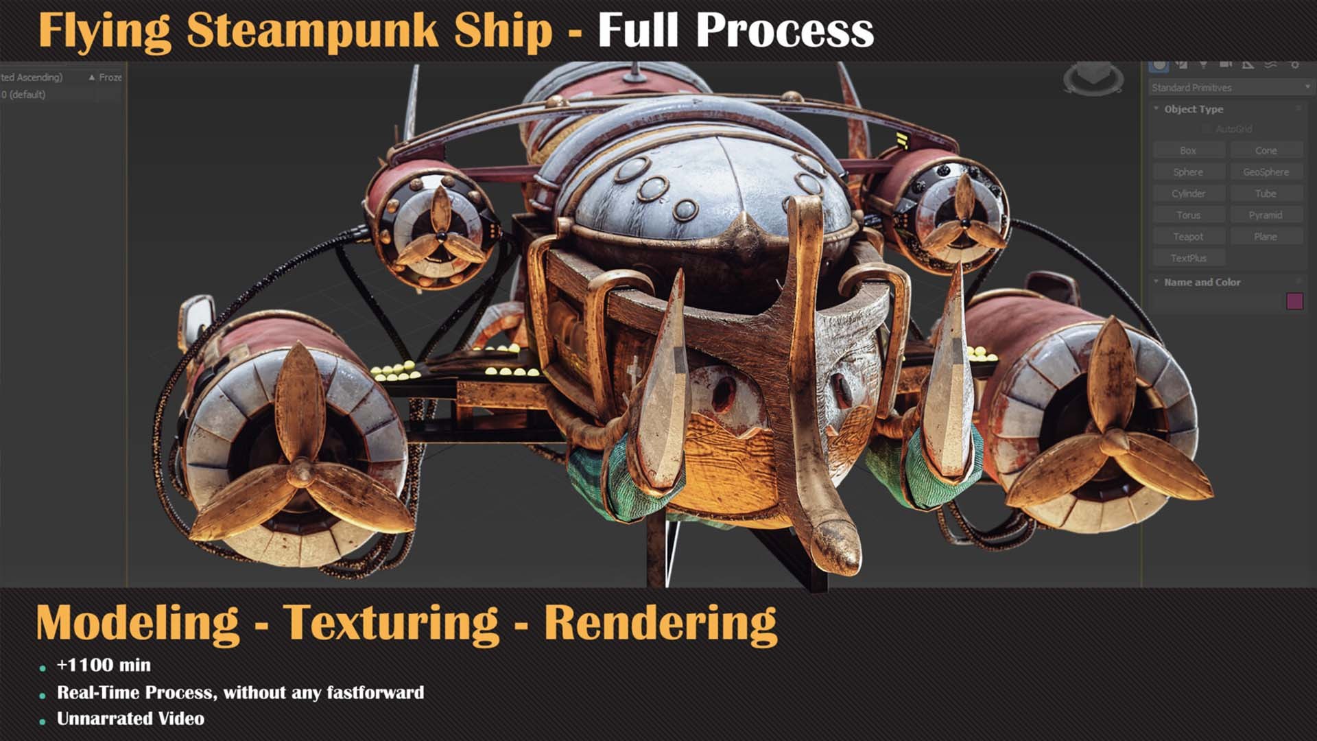 3D Flying Steampunk Ship - Full Tutorial Model - TurboSquid 2278452