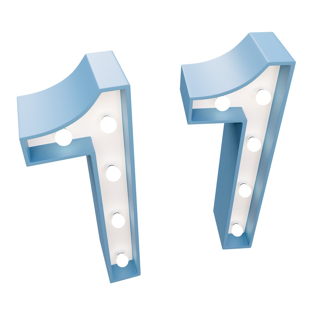 3D Marquee Number One Light Bulb Glow Sign - TurboSquid 1973579