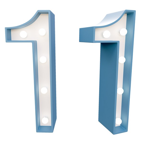 3D Marquee number one light bulb glow sign - TurboSquid 1973579