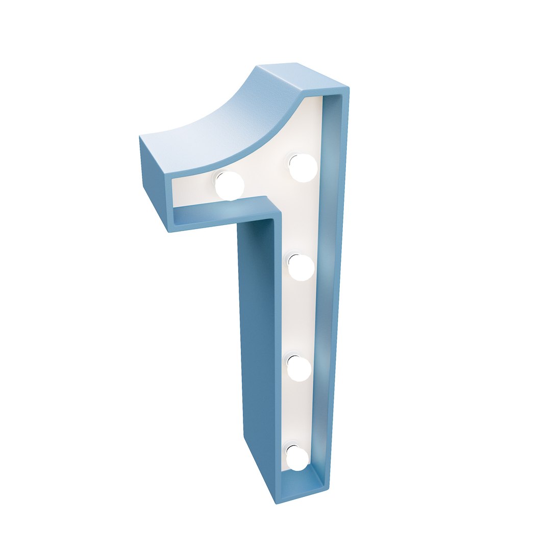 3D Marquee Number One Light Bulb Glow Sign - TurboSquid 1973579