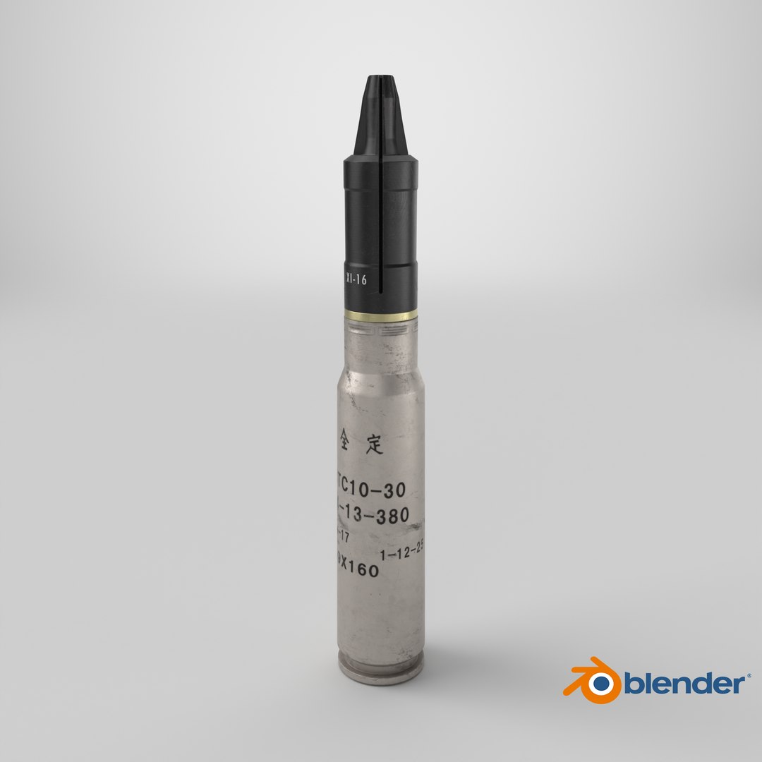 3D 30mm Chinese 30x165 APFSDS Ammunition Realistic - TurboSquid 2270440