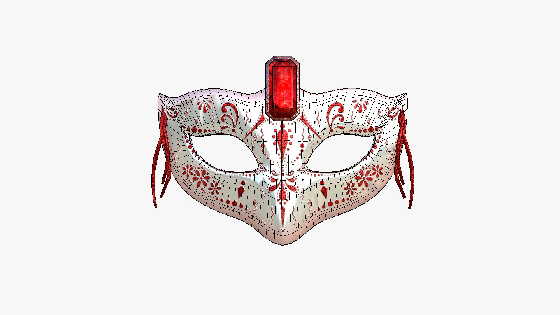 Carnival Mask E11 White Red - Costume Character Design 3D - TurboSquid 2160461