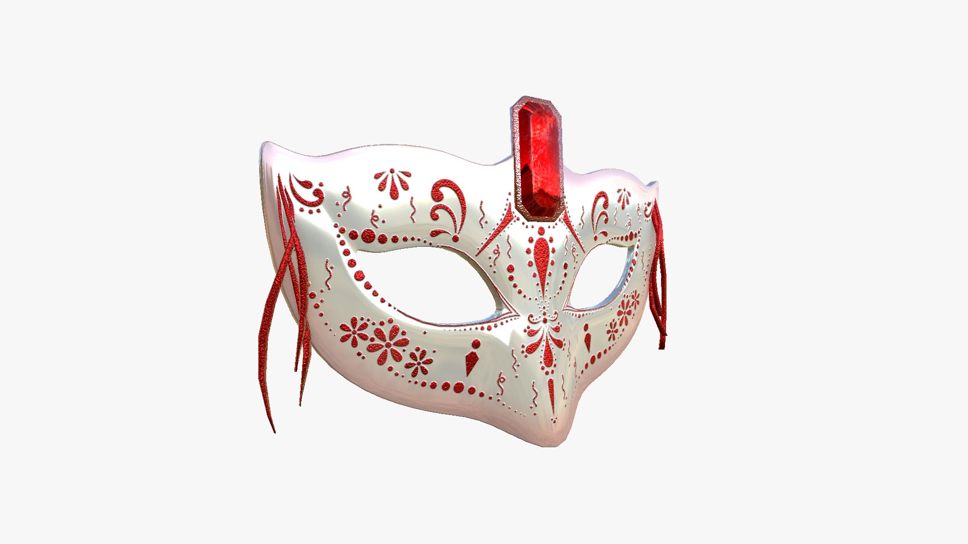 Carnival Mask E11 White Red - Costume Character Design 3D - TurboSquid 2160461