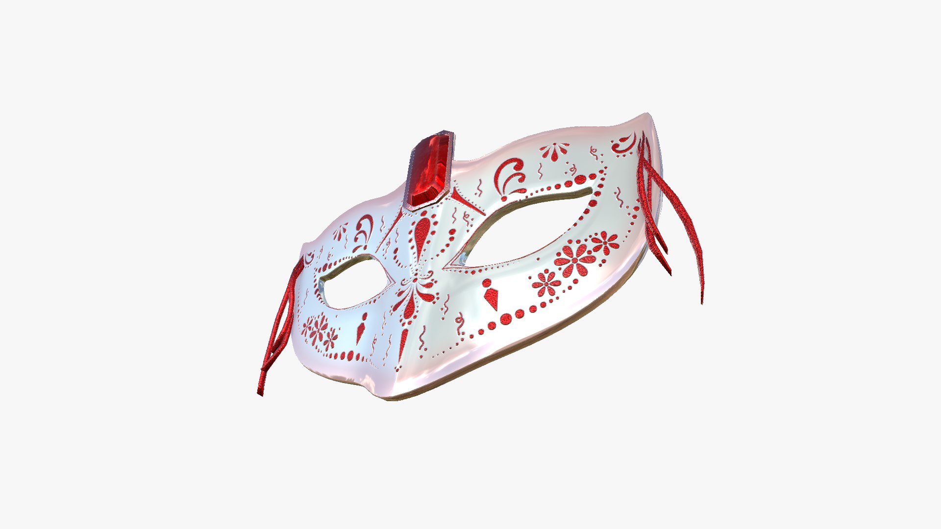 Carnival Mask E11 White Red - Costume Character Design 3D - TurboSquid 2160461