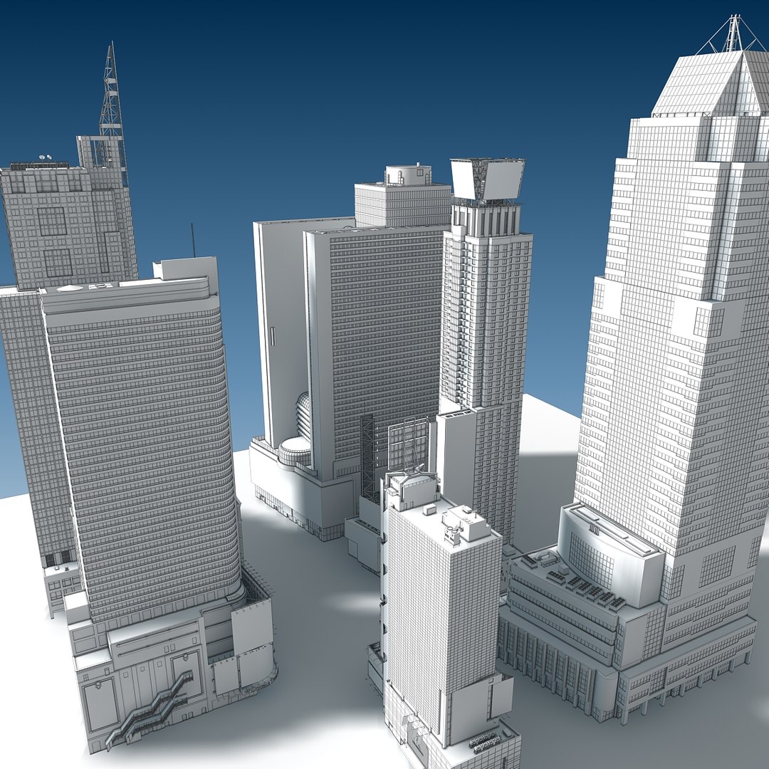 Square Buildings 3D Model - TurboSquid 1368812