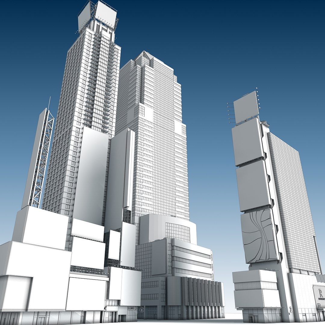 Square Buildings 3D Model - TurboSquid 1368812