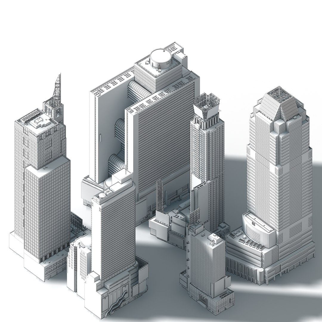 Square Buildings 3D Model - TurboSquid 1368812