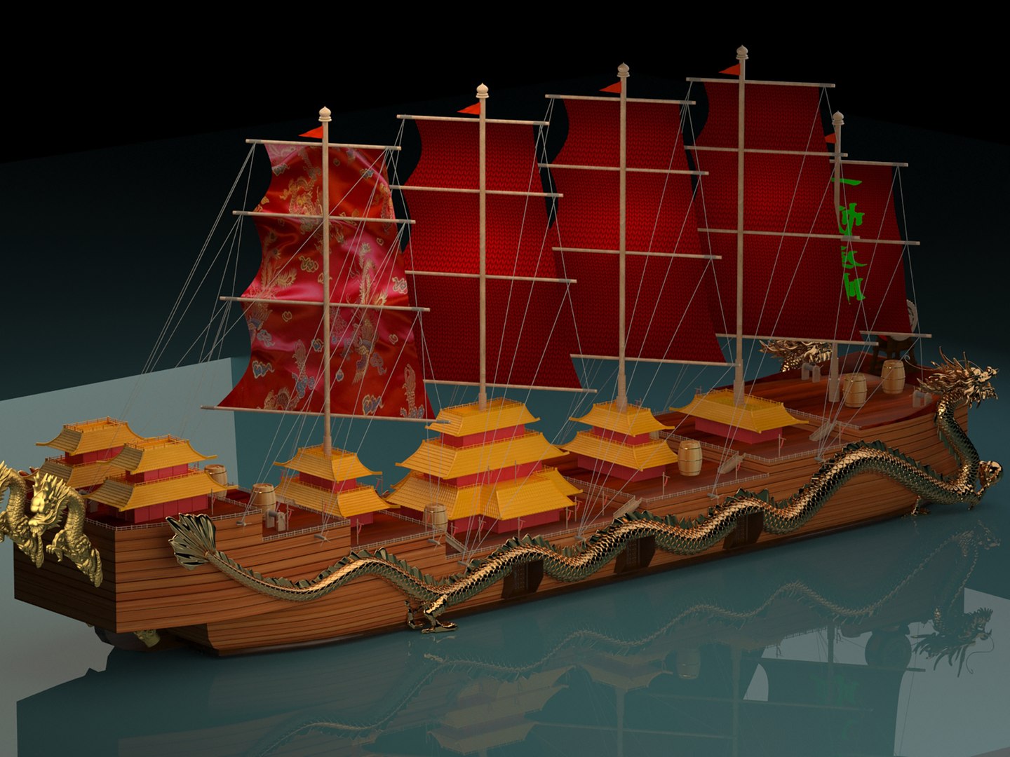 3D Model Chinese Dragon Boat - TurboSquid 2234138