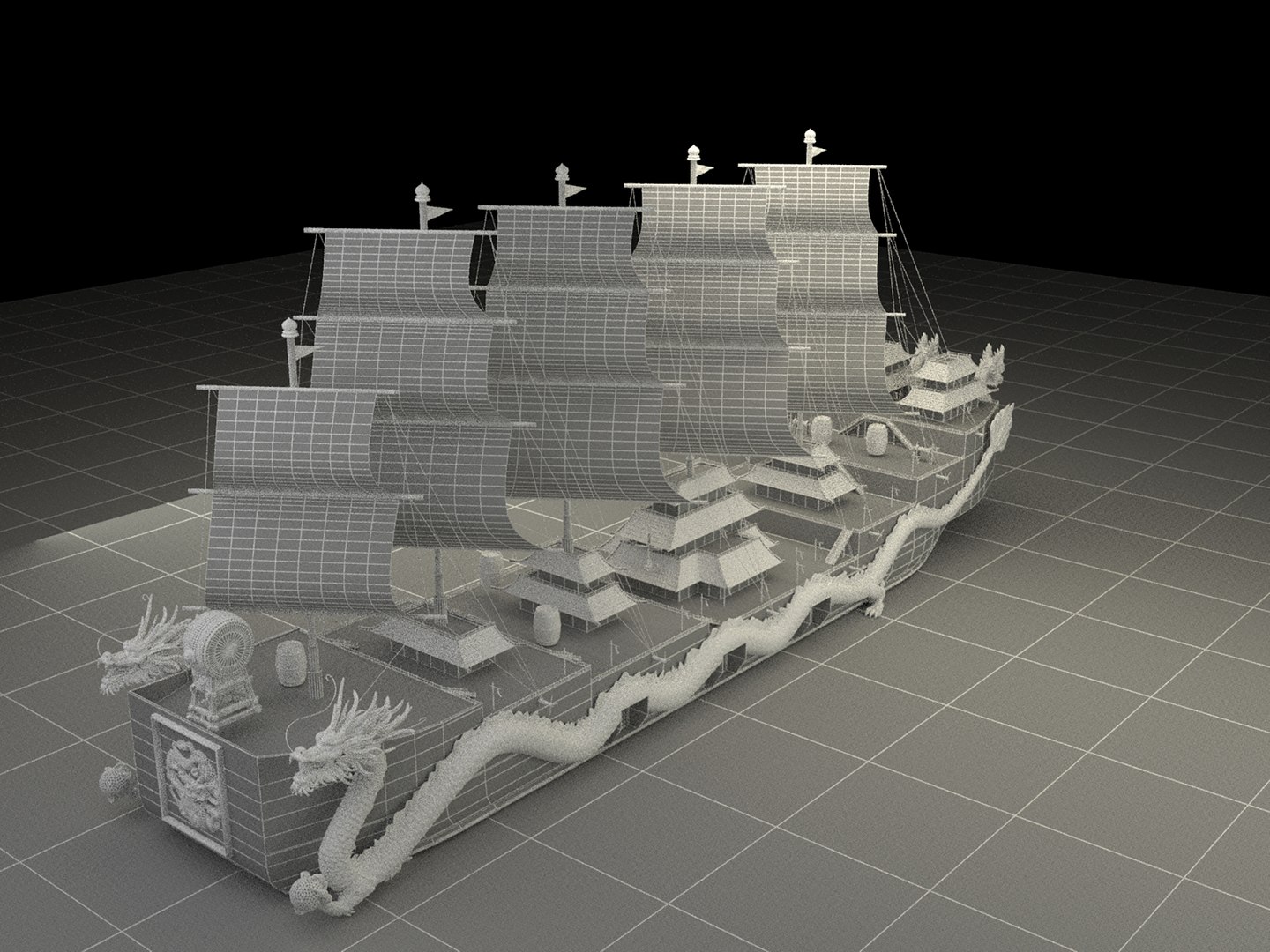 3D Model Chinese Dragon Boat - TurboSquid 2234138