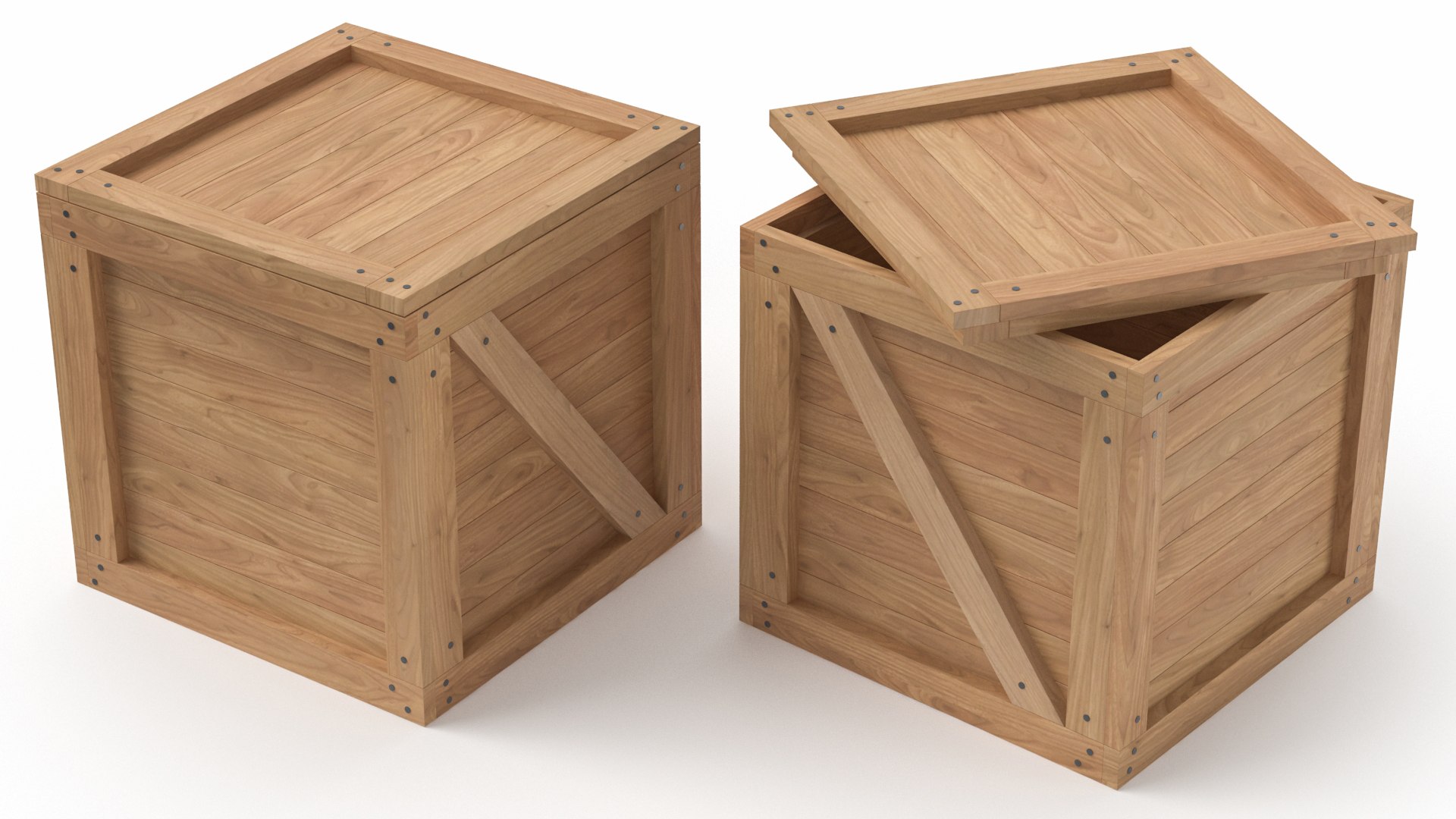 Wooden Box Set 02 3D model - TurboSquid 2153140