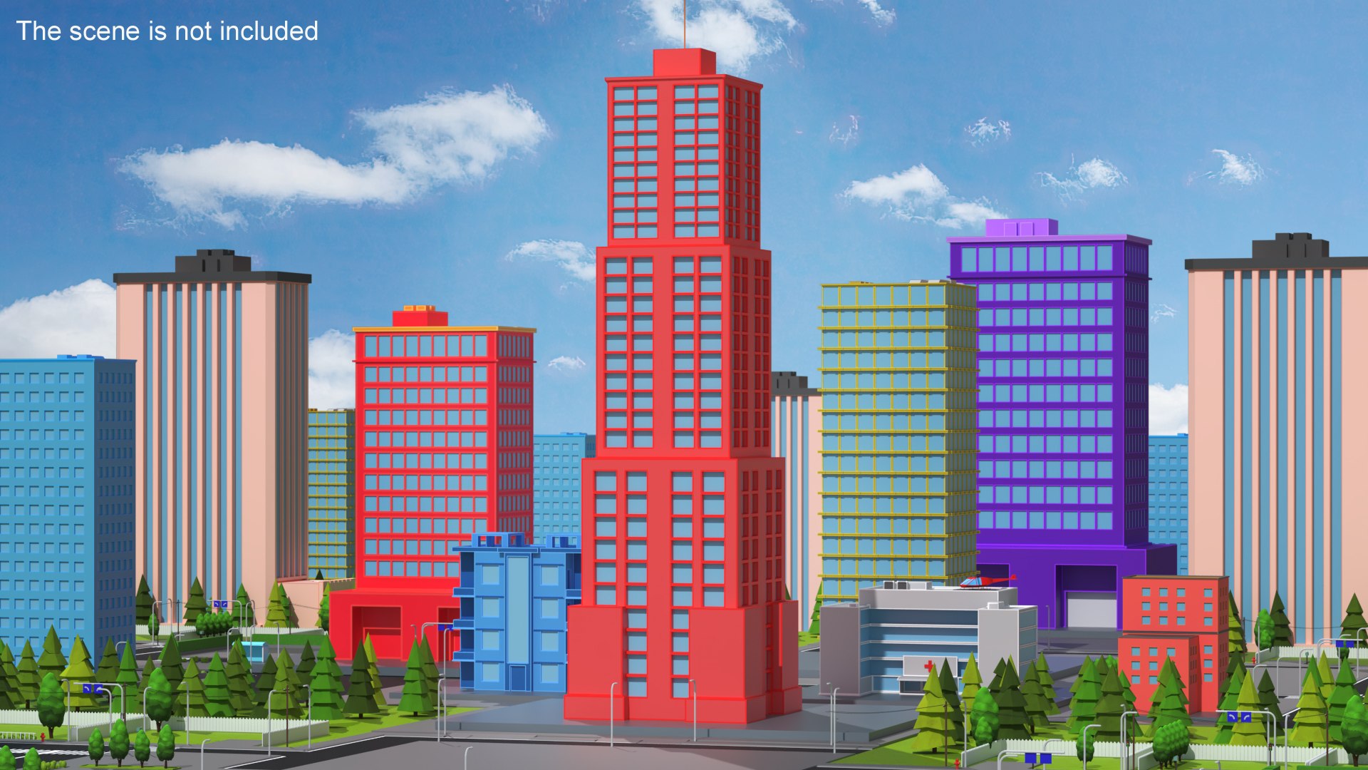 3D Stylized Cartoon Skyscraper Low Poly Red Model - TurboSquid 2416899