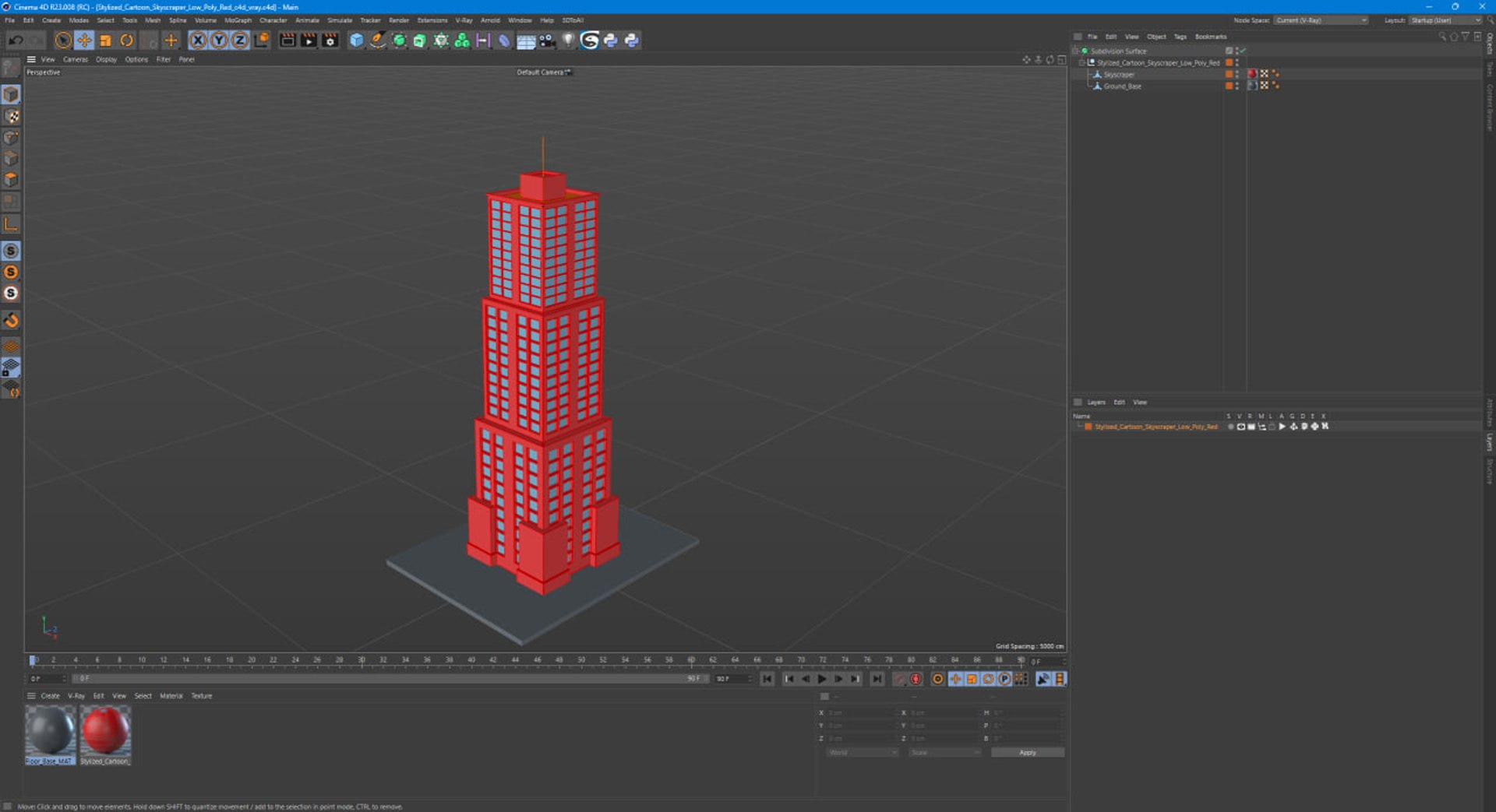 3D Stylized Cartoon Skyscraper Low Poly Red Model - TurboSquid 2416899